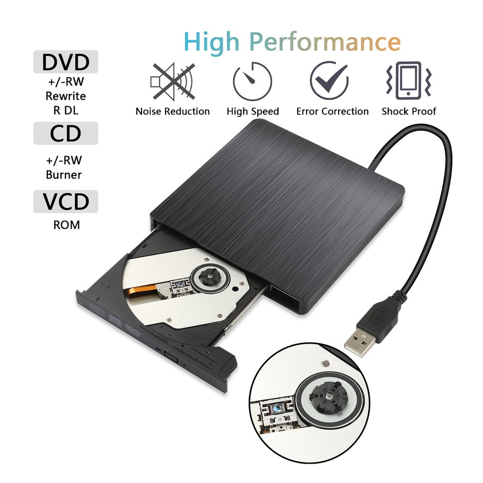 Slim Drive Disc Player External DVD Burner CD RW Writer Laptop Desktop ...