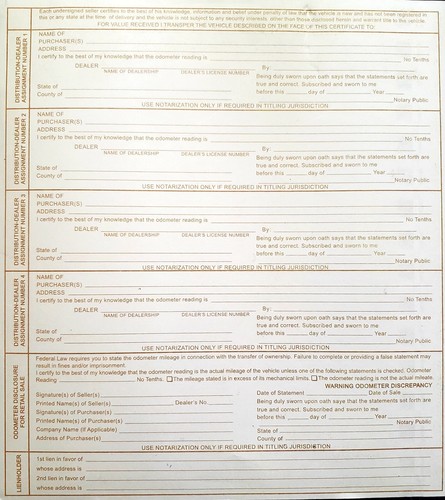 100 BLANK Certificate of Origin MSO MCO Form-Bikes Trikes Trailers Dune ...
