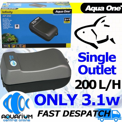 Aqua One Infinity AP250 Air Pump Single Outlet Fish Tank Oxygen Aerator ...
