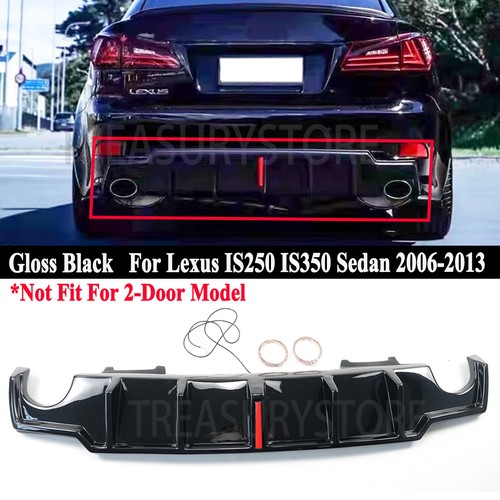 For Lexus IS250 IS350 Sedan 2006-2013 Gloss Black Rear Bumper Lip ...