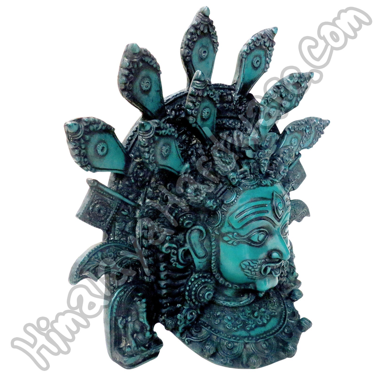 Resin Bhairava Mask: black red gold Bhairav Bhairab Kala Mahakala Shiva ...