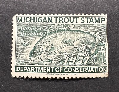 WTDstamps - 1957 MICHIGAN - Lot4 - Trout Fishing Stamp - MNH | eBay