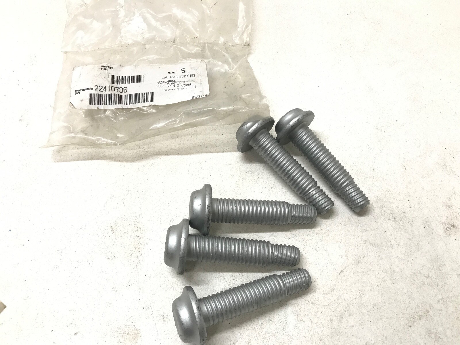 LOT OF 5 - GENUINE MACK 22410736 BOLT HS2P-D120-12-D1 HUCK SPIN 2 (16MM ...