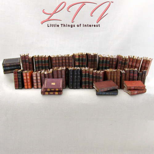 72 Pc LIBRARY Prop Books Miniature Dollhouse Books 1:12 Scale Bookshelf ...