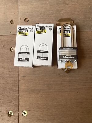 Lock Set by Master 1KALJ (Lot of 3) KEYED ALIKE Long Shackle Laminated ...