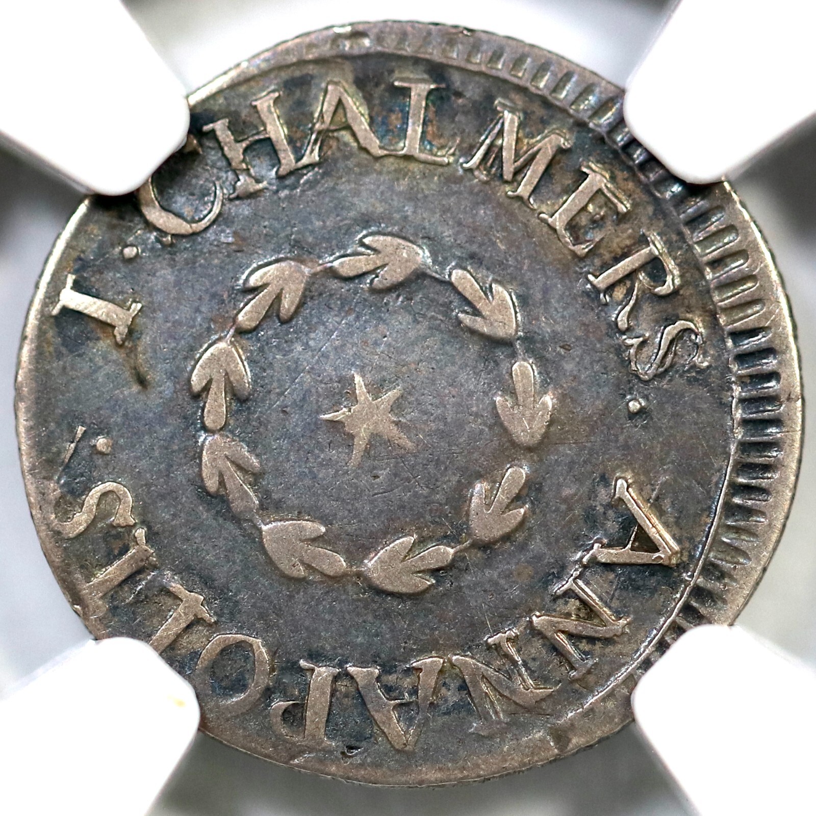 1783 W-1785 R-7 NGC XF 40 Period LG Date Chalmers Sixpence Colonial ...