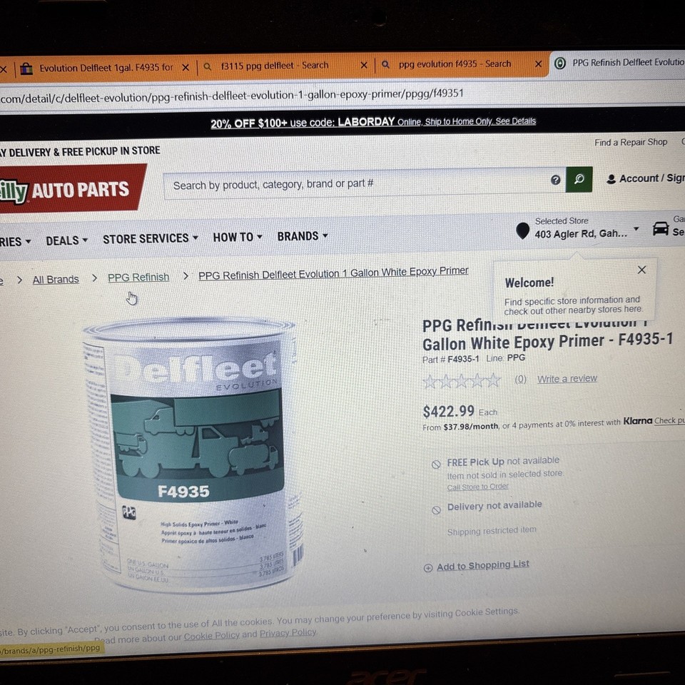 New 1 Gallon PPG Delfleet Evolution F4935 high solids, epoxy primer ...