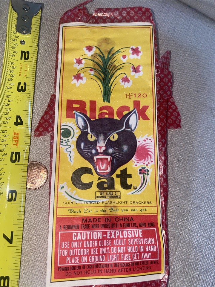Vintage Black Cat Dot Class C Firecracker Label 1- 1/2 120 | eBay