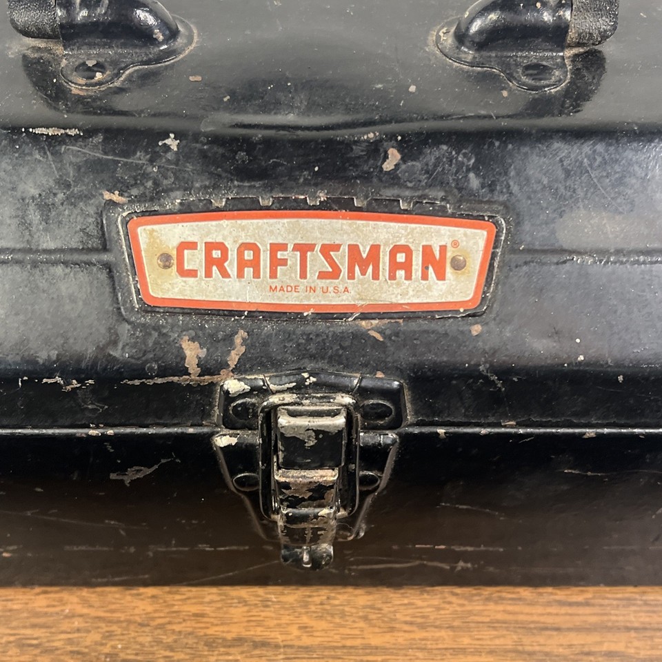 Vintage CRAFTSMAN Tombstone Coffin Style Metal Toolbox Crown Logo Tray ...