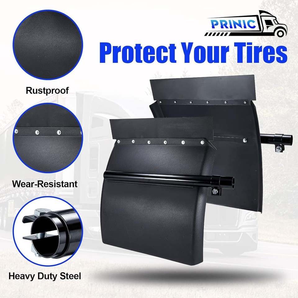 24"x24" Quarter Fenders for Semi Truck 2PCS in pair (Poly - Black) | eBay