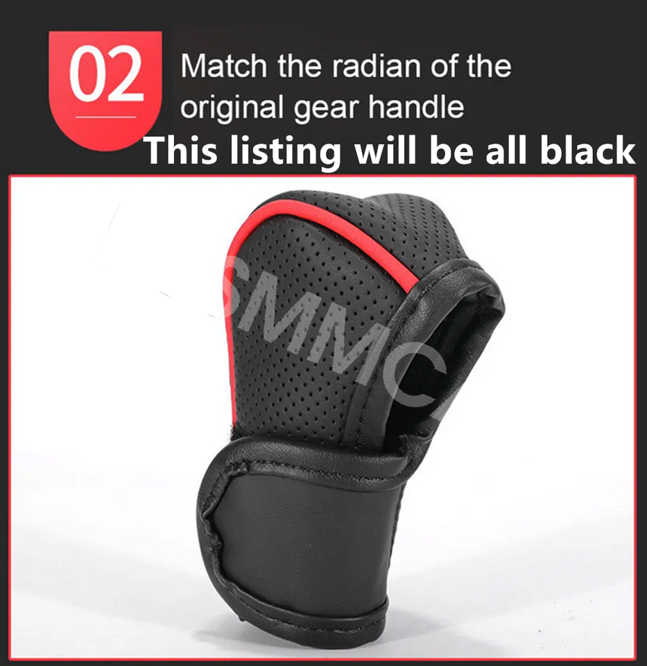 Car Accessories Gear Shift Knob Cover Black Leather Shifter Sleeve ...