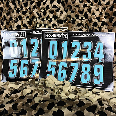 NEW HK Army Paintball Tournament Hopper Loader Number Stickers - Teal ...