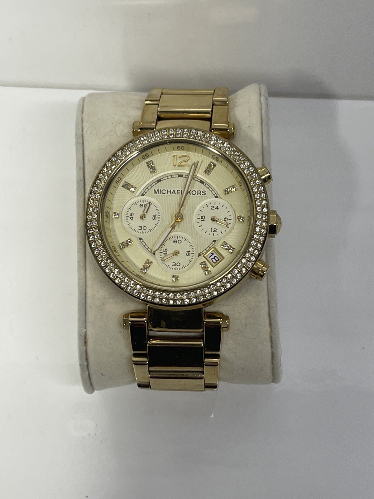 New Michael Kors MK5354 Parker Glitz Collection Ladies Gold Tone Women ...