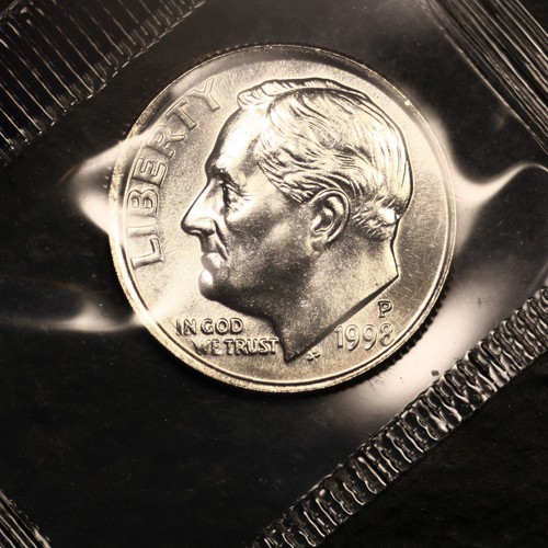 1998-P Roosevelt Dime 10c Coin GEM BU- 'Still in Original Mint Cello ...