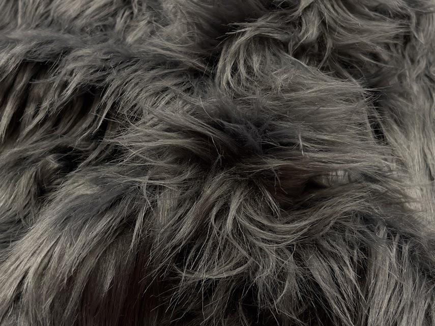 Super Luxury Faux Fur Fabric Material LONG DARK GREY | eBay
