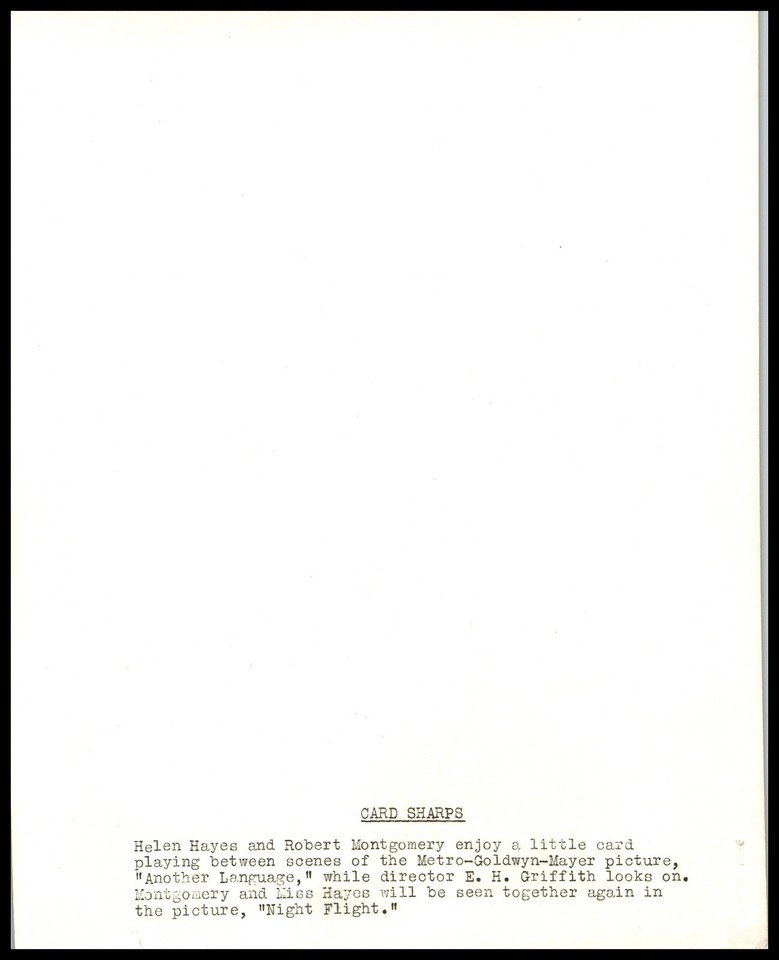 ROBERT MONTGOMERY + HELEN HAYES CARD SHARPS DIR. E.H. GRIFFITH 1930s Photo 671 | eBay