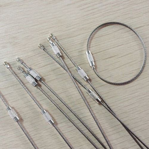 10-500pcs Stainless Steel Cable Wire Loop Luggage Tag Keychain Ring ...