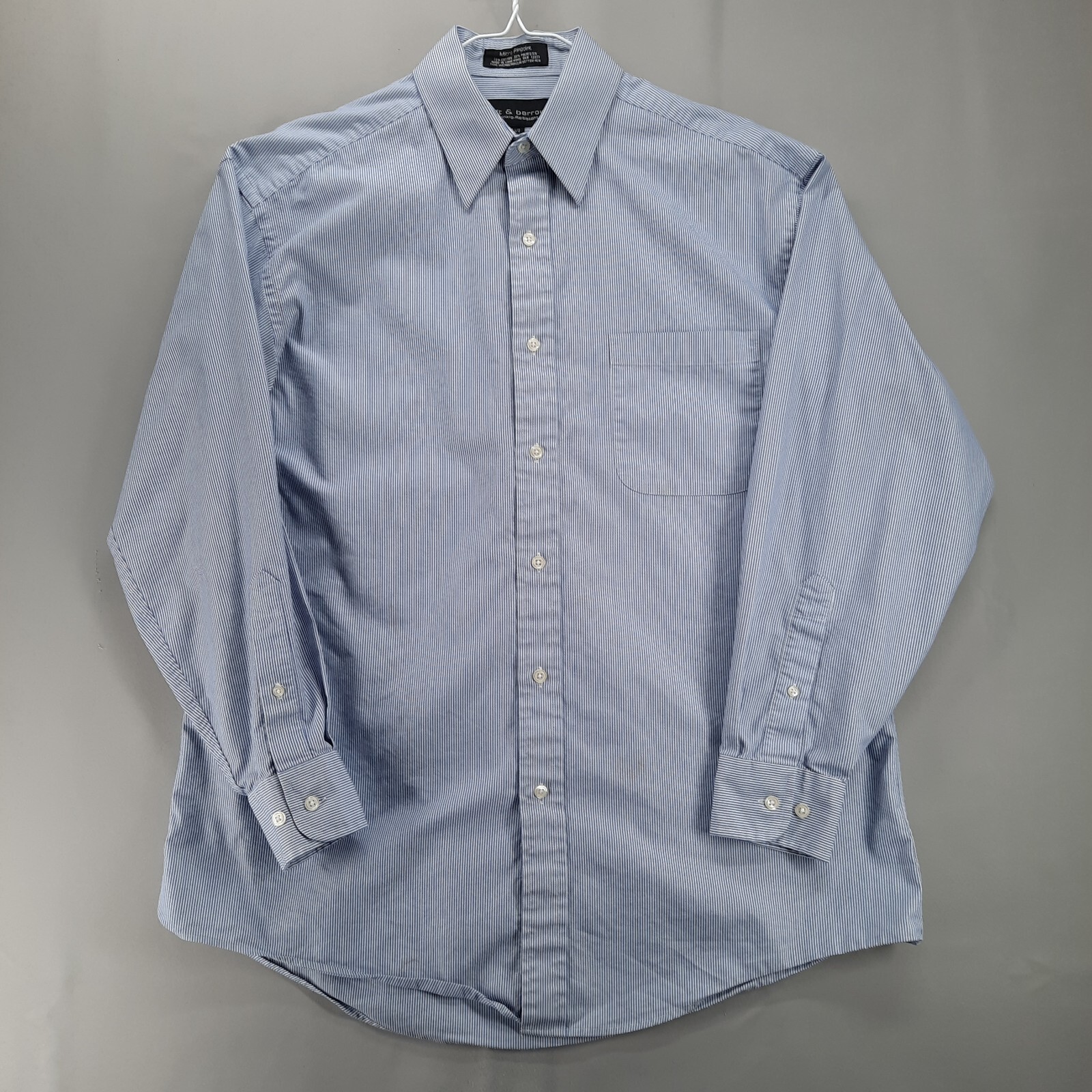 Croft & Barrow Shirt Mens 15.5 32/33 Blue White Stripe Wrinkle ...