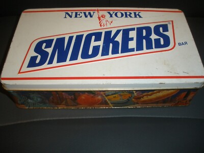 Vintage Tin New York Snickers Bar with Statue of Liberty 9" x 5" x 2.75 ...