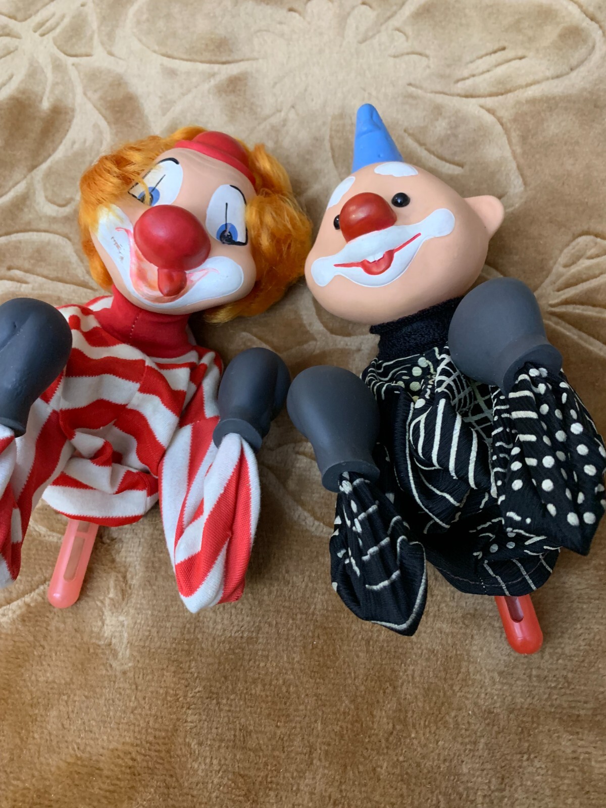 Russian Unique Vintage 2 Toy Boxing Clowns Puppet Rubber Head, Hands ...
