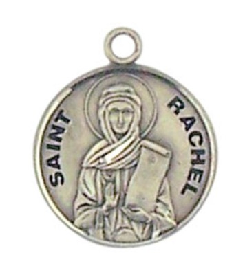 Patron Saint St Rachel 7/8 Inch Sterling Silver Medal on Rhodium Plated ...