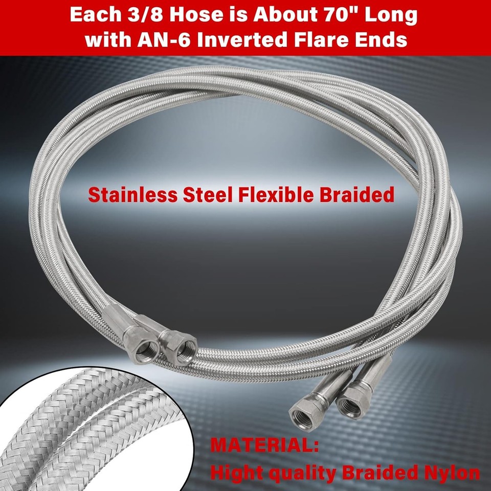 70" 6AN SS Braided Transmission Cooler Hose Lines,for 700R4 4L60 4L60E ...
