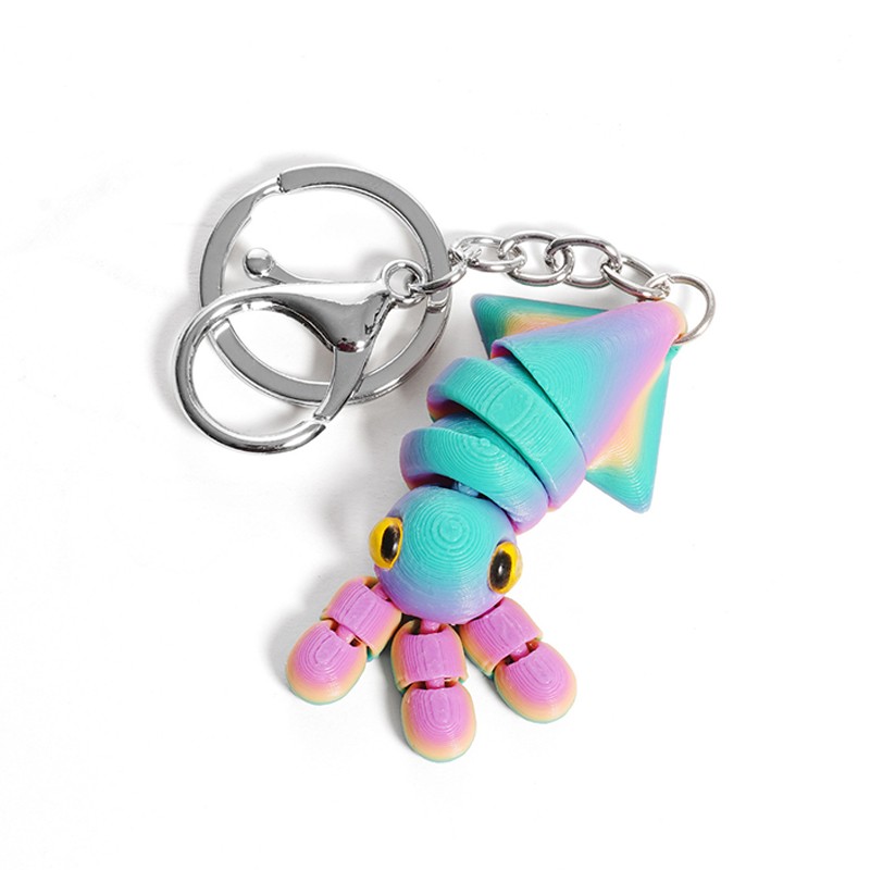 3D Printed Squid Keychain Pendant Multi-joint Movable Creative Decor ...