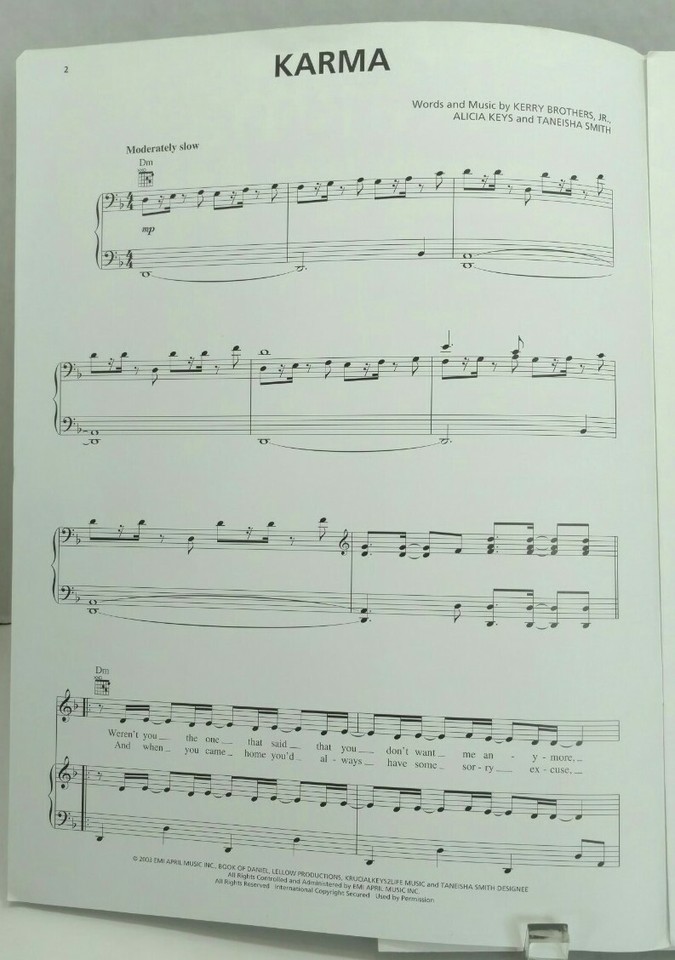 Karma Sheet Music Alicia Keys Piano Vocal Guitar 2000s R&B POP F3P | eBay