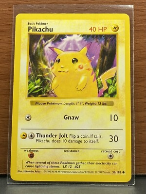 POKEMON Base Set 1999 Pikachu (Red Cheeks) Shadowless Card #58 | eBay
