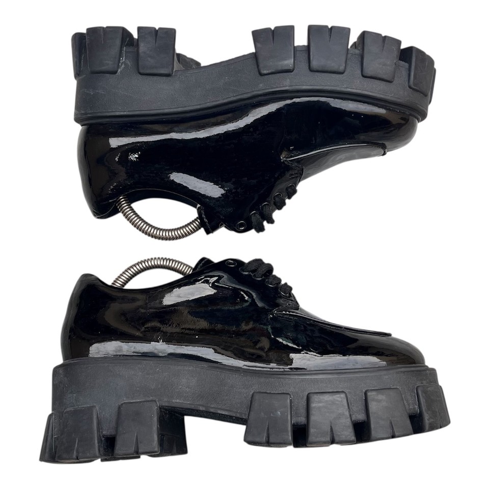 Prada Black Patent Leather Monolith Platform Derby Sneakers | eBay