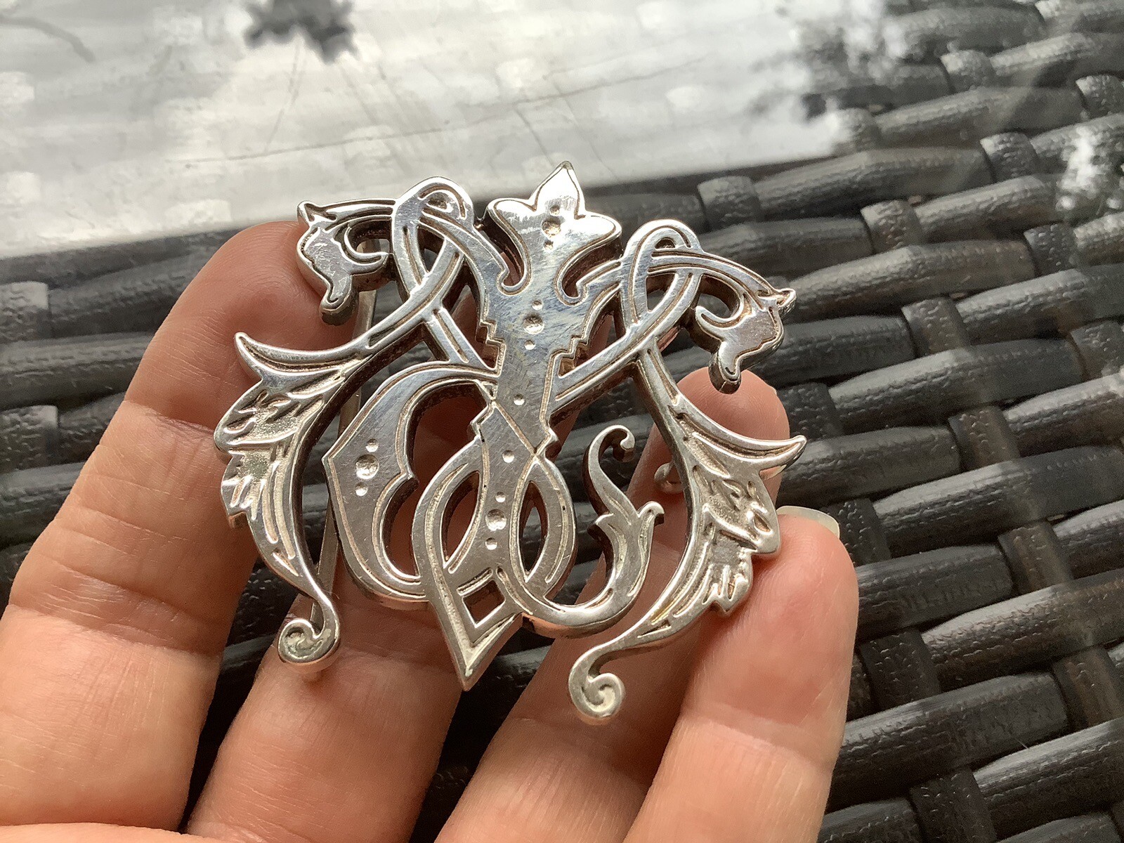 WHITE PARTY LOGO BELT BUCKLE .925/STERLING SILVER CUS… - Gem