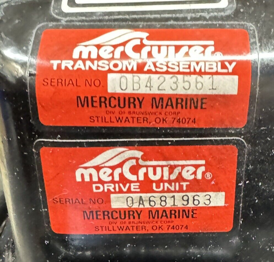 1986 Mercruiser 3.0L Freshwater Boat Engine, Complete Lift out. (Parts ...