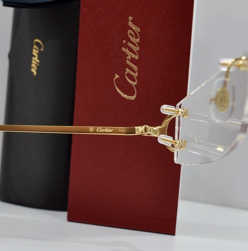New Cartier CT00920 001 Eyeglasses Rimless Occhiali Gold Frame 53mm ...