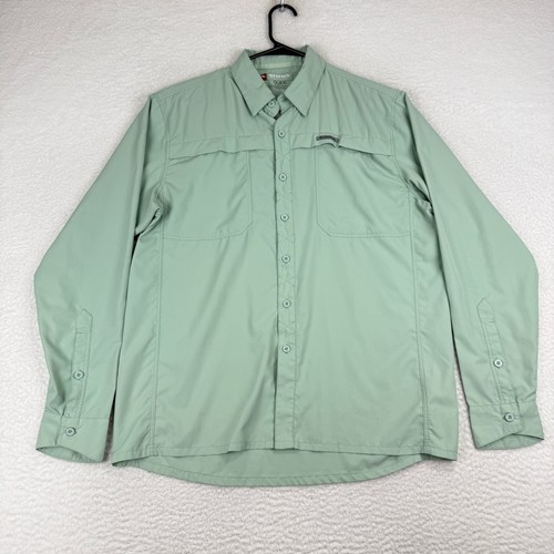 Simms Guide Series Fishing Shirt Mens M Green Long Sleeve UPF Sun ...