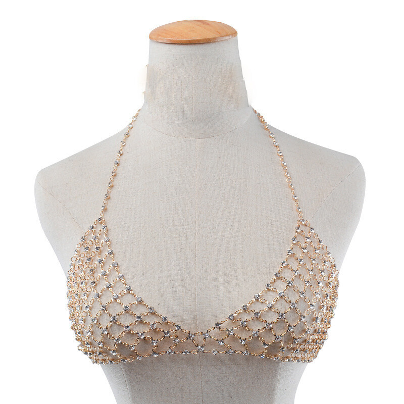 Crystal Bra Chain women Body Chain Beach Bikini Chest Tops Rhinestone ...