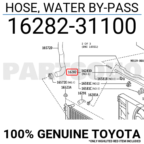 1628231100 Genuine Toyota HOSE, WATER BY-PASS 16282-31100 | eBay