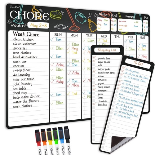 Magnetic Dry Erase Chore Chart - 17"x12" Behavior Responsibility Chore ...