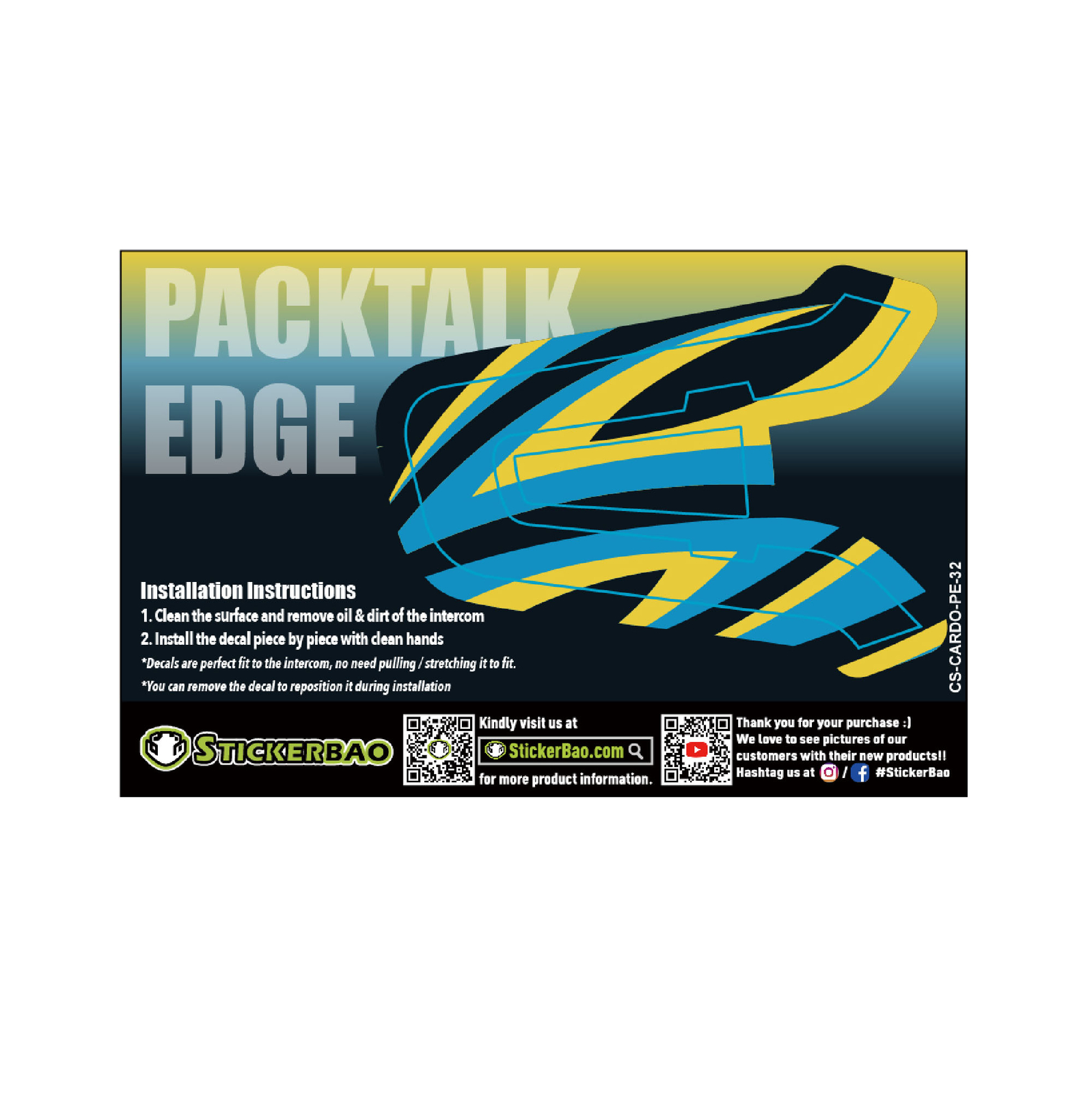 For Cardo Packtalk Edge Removable Skin Cover Sticker Protection Color ...