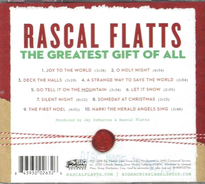 Rascal Flatts, Greatest Gift of All, NEW! CD 10 Tracks Best of Holidays ...