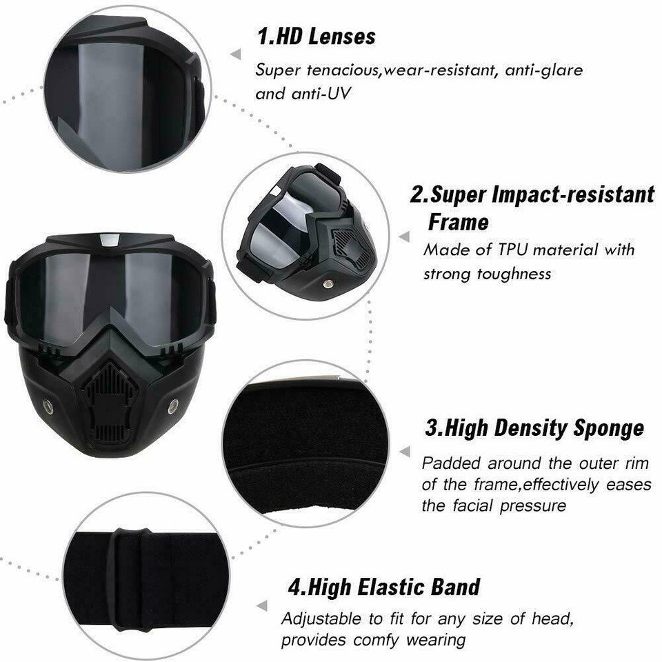 Motorcycle Goggles Face Mask Dirt Bike Motocross Off-Road MX ATV ...