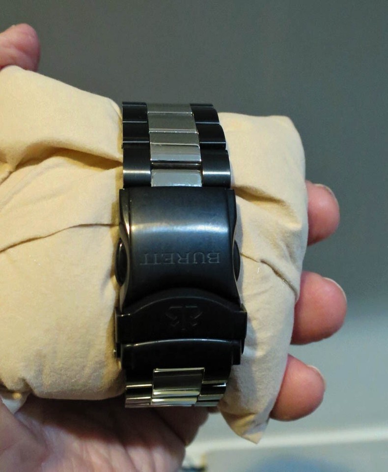 Burett Swiss Made Stainless Steel Black Dial Swiss Chronograph Watch ...