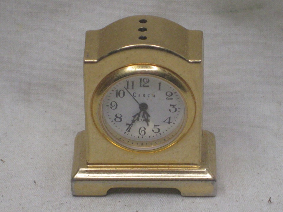 CIRCA 11-561 small quartz clock miniature mini brass time piece *PLEASE ...