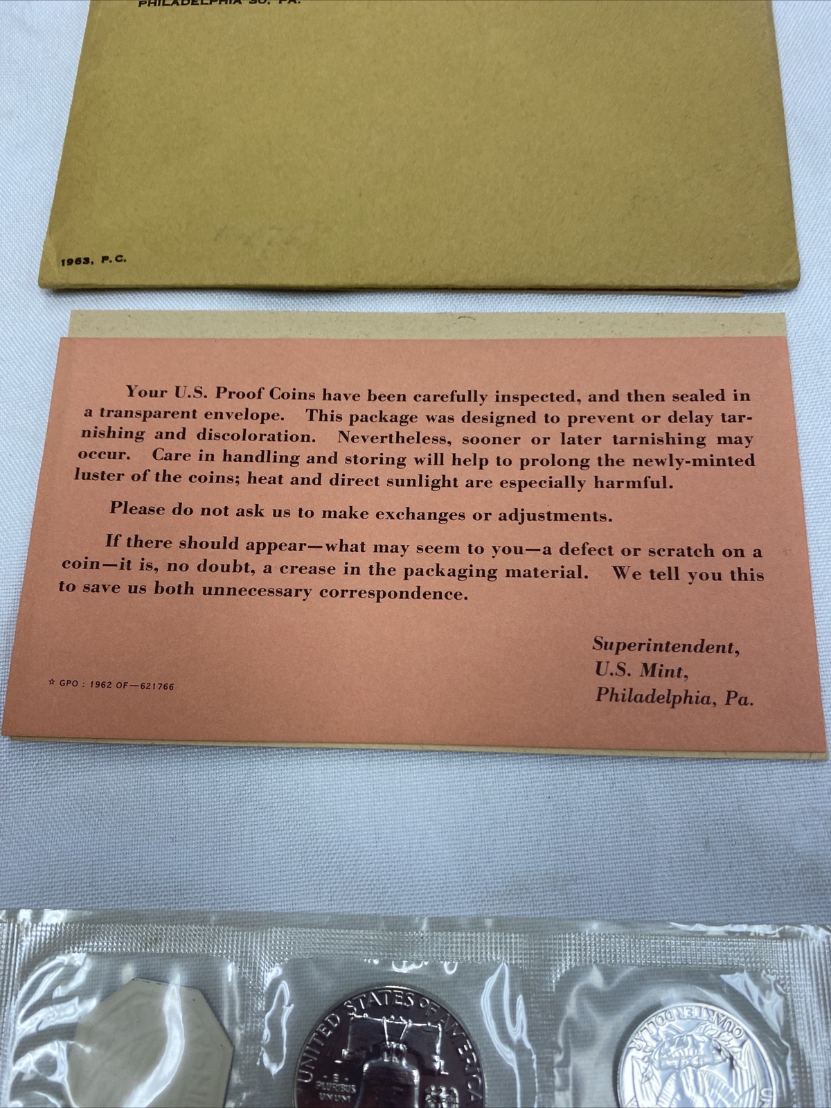 1963 Treasury Department United States Mint Coin Set Philadelphia With ...