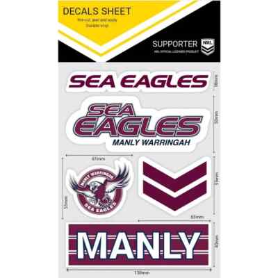 NRL Manly Sea Eagles Wordmark Decals Sheet - Cars UV Outdoor Indoor ...