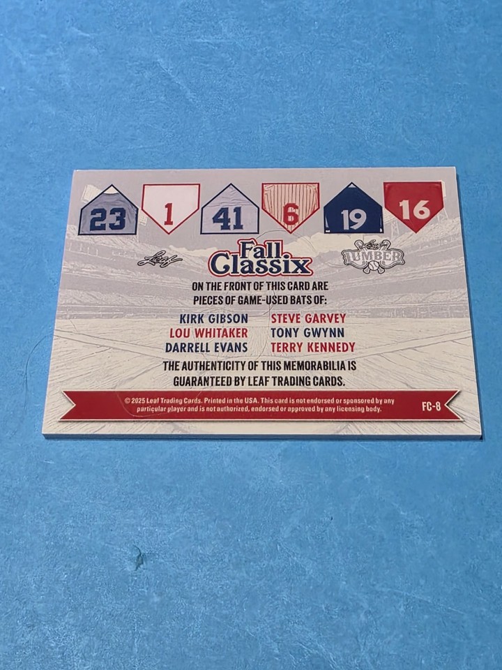 2025 Leaf Lumber Steve Garvey Gwynn Gibson Evans 6 Game Used Bat ...