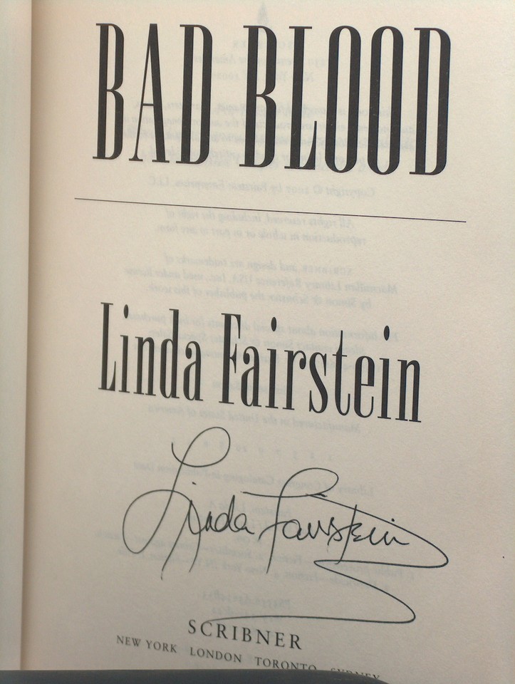1st, signed by author,Alexandra Cooper 9: Bad Blood by Linda Fairstein ...