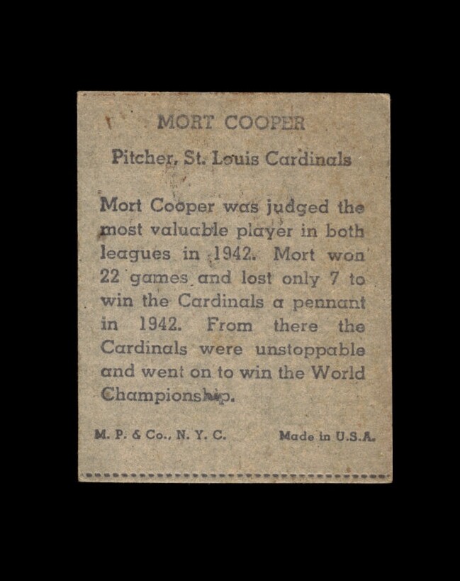 1943 MP and Co. R302-1 Set-Break # 4 Mort Cooper VG-VGEX *GMCARDS* | eBay
