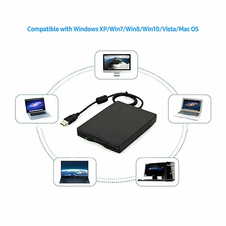 USB 2.0 3.5 inch Portable External Floppy Disk Drive 1.44Mb Reader FDD ...
