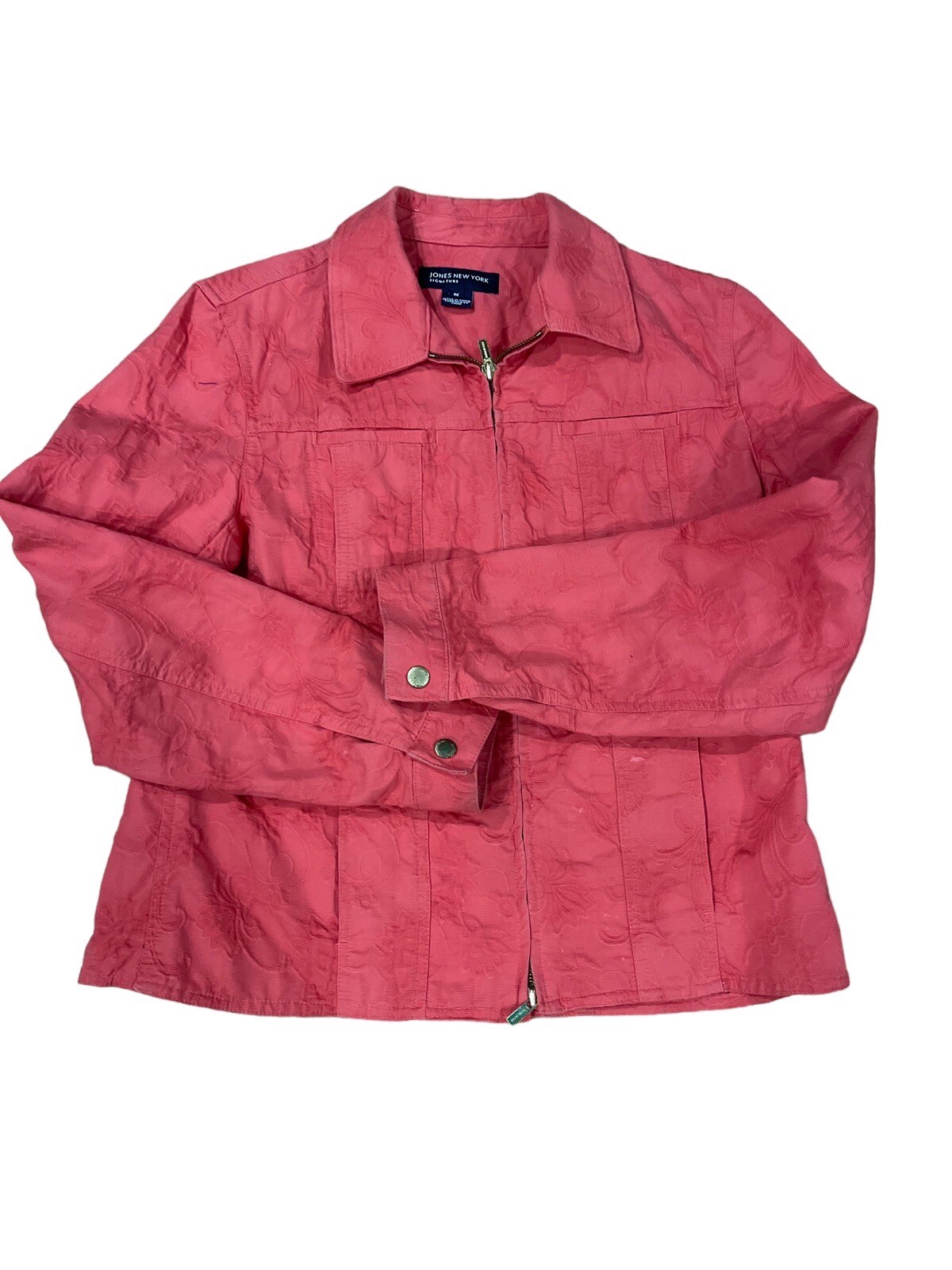 Jones New York Signature Jacket Medium Floral Red/ Pink Full Zip EUC ...