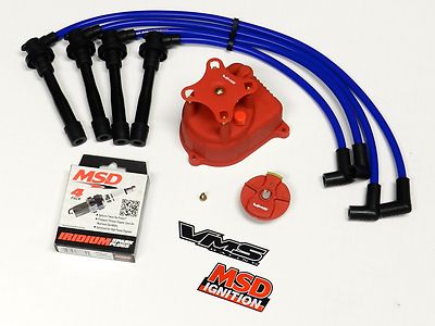 DISTRIBUTOR CAP + ROTOR + WIRES + MSD SPARK PLUGS 96-00 HONDA CIVIC D16 ...